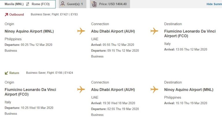 MNL-FCO - Points to be Made